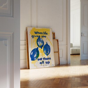 When Life Gives You Lemons Print, Quote Print, Risograph Wall Art ...
