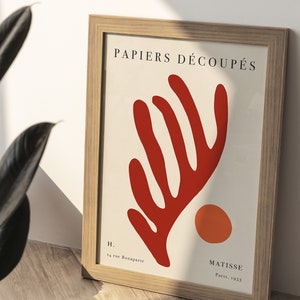 Matisse Red Print, Red Papiers Découpés Print, Earthy Poster, Neutral ...