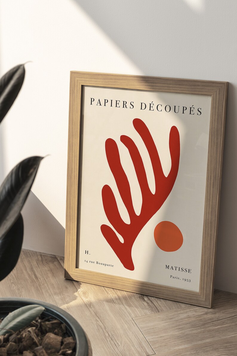 Matisse Red Print, Red Papiers Découpés Print, Earthy Poster, Neutral ...