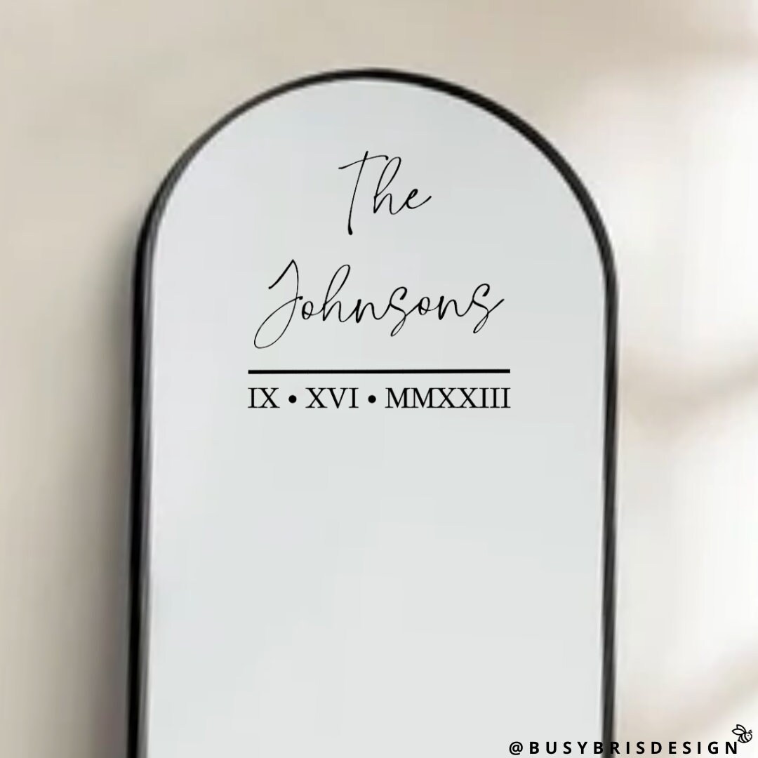 Newly Married Name & Date Header - Custom Wedding Selfie Mirror / Board ...