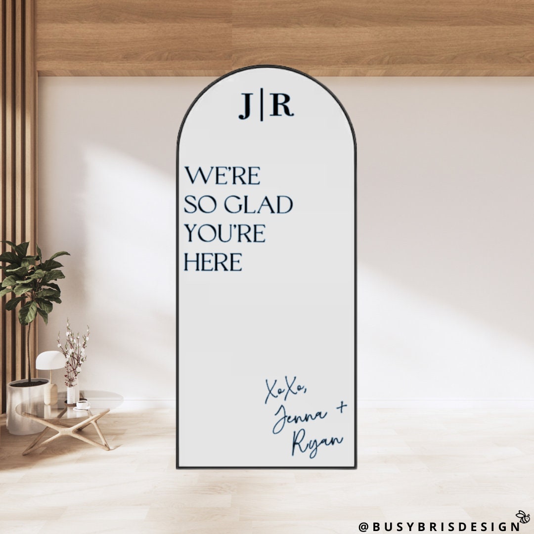 We're so Glad You're Here - Custom Wedding Selfie Mirror / Wall Decal ...