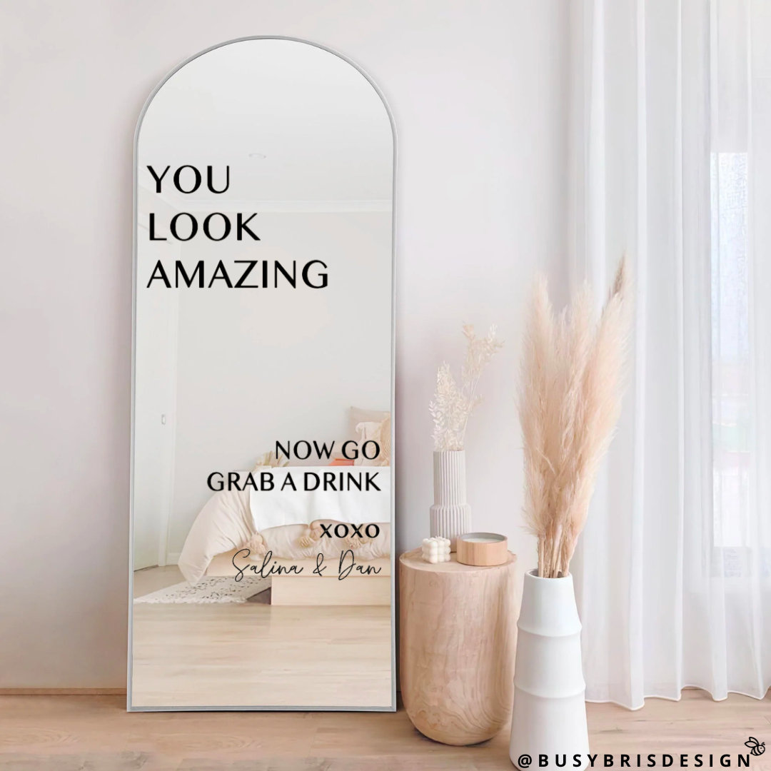 You Look Amazing | Now Go Grab A Drink | Custom Wedding Selfie Mirror ...