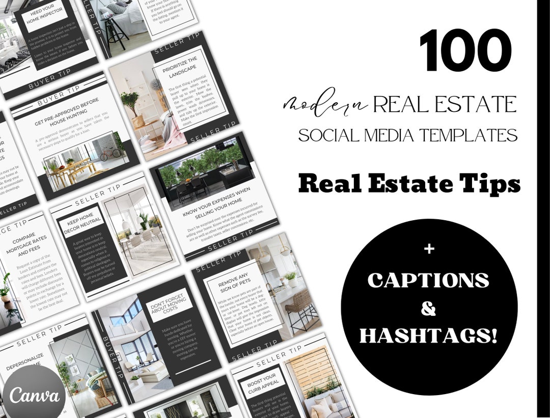 100 REAL ESTATE Templates Tips | Social Media Templates | Buyer Tips ...