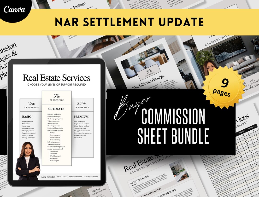 BUYER AGENT | NAR Settlement | Real Estate Commission Sheets | Real ...