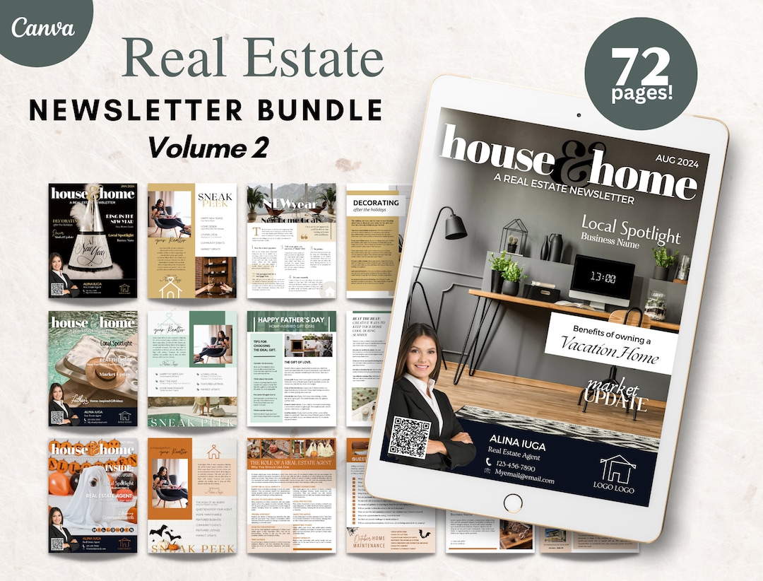 REAL ESTATE NEWSLETTER Bundle, Real Estate Farming, Newsletter Template ...
