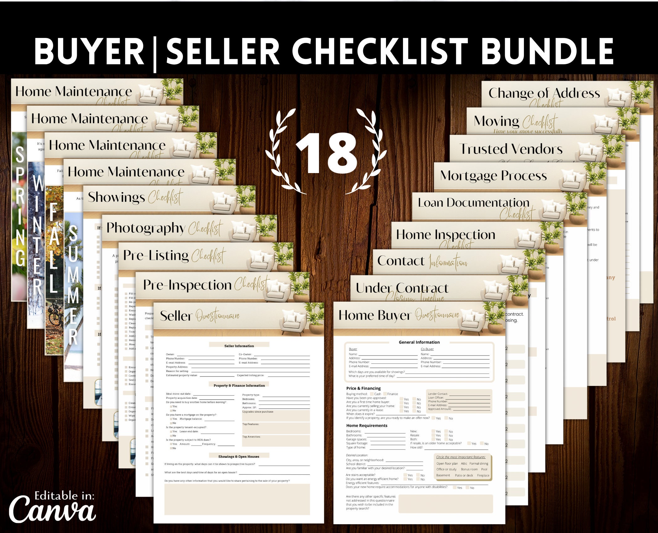 Real Estate BUYER and SELLER Checklist Bundle | Editable in Canva - Etsy