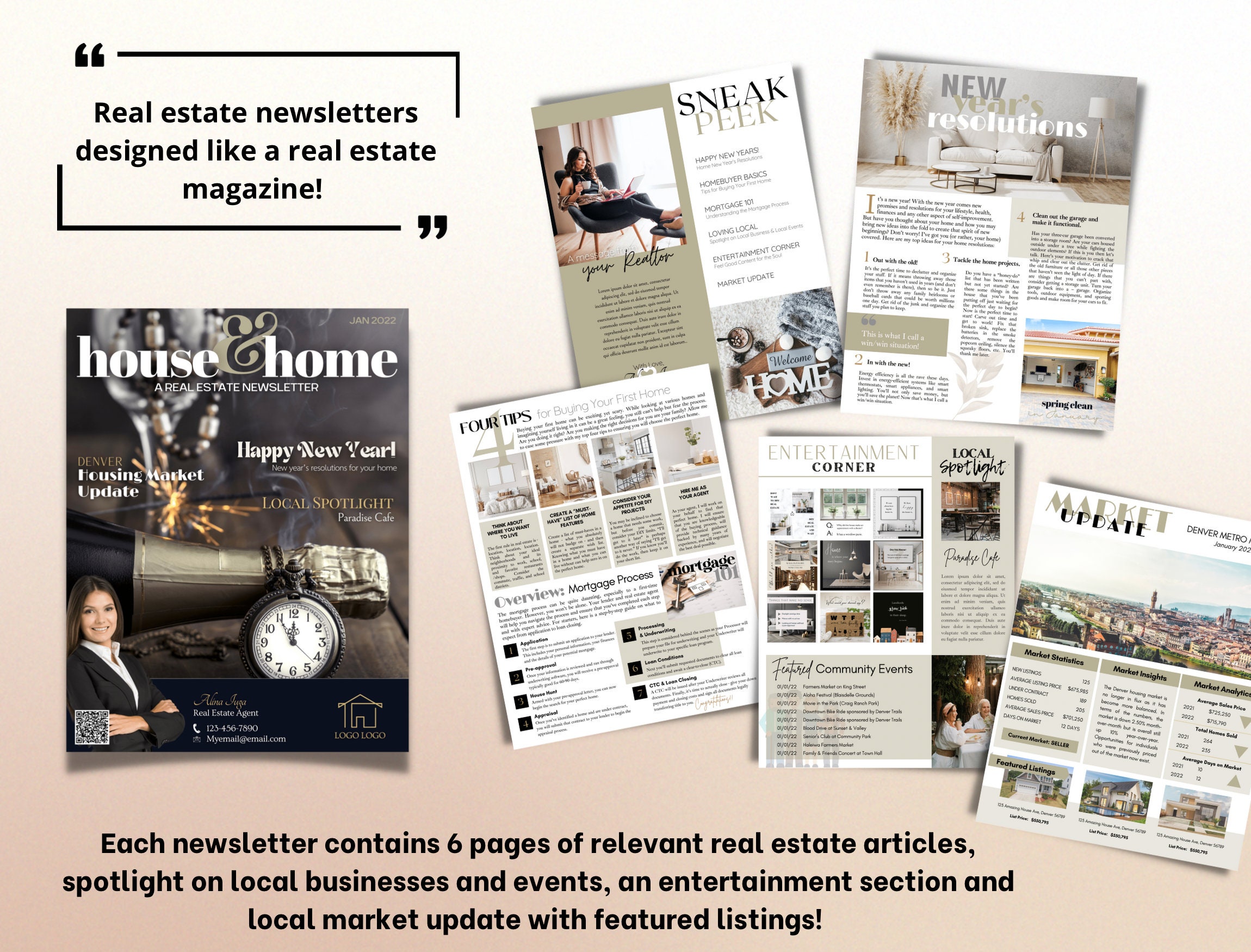 REAL ESTATE NEWSLETTER Bundle, Real Estate Farming, Newsletter Template ...