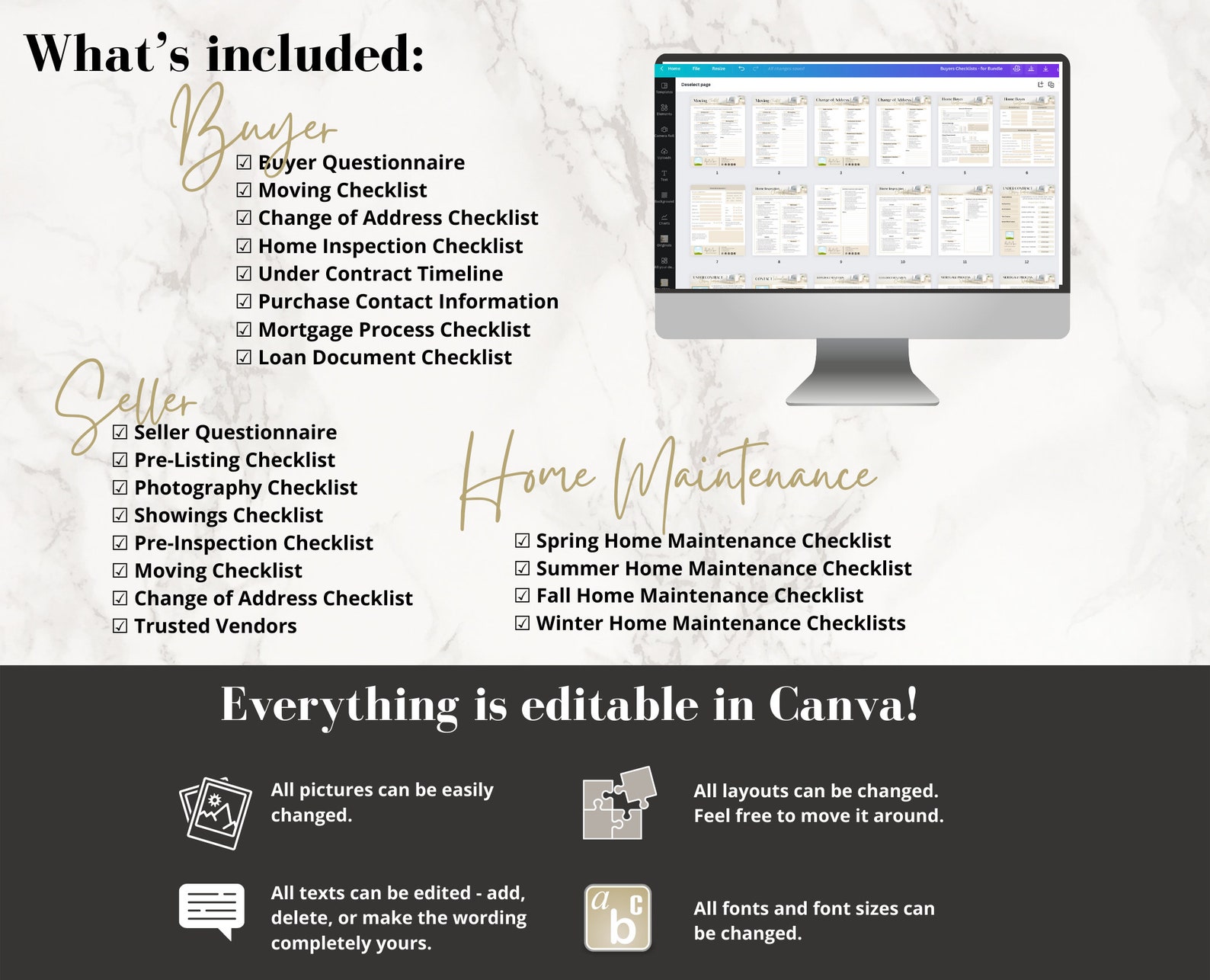 Real Estate BUYER and SELLER Checklist Bundle | Editable in Canva - Etsy