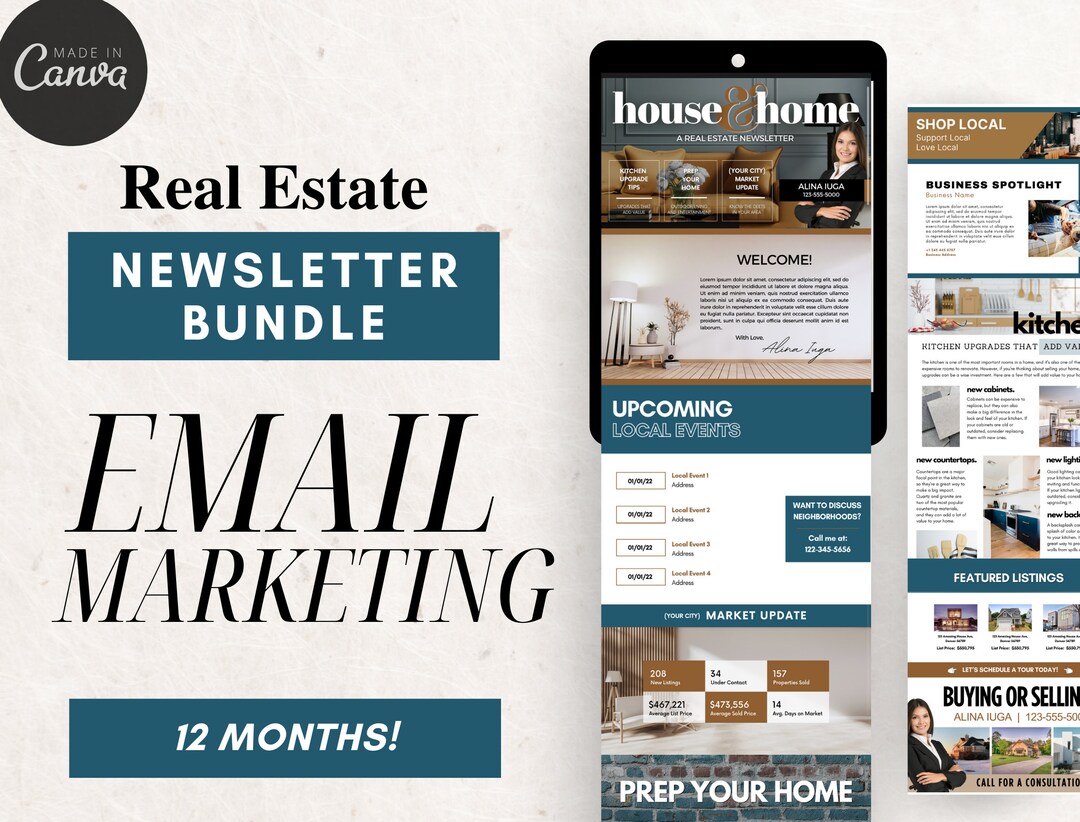 NEWSLETTER EMAIL MARKETING | Real Estate Newsletter Bundle | Real ...