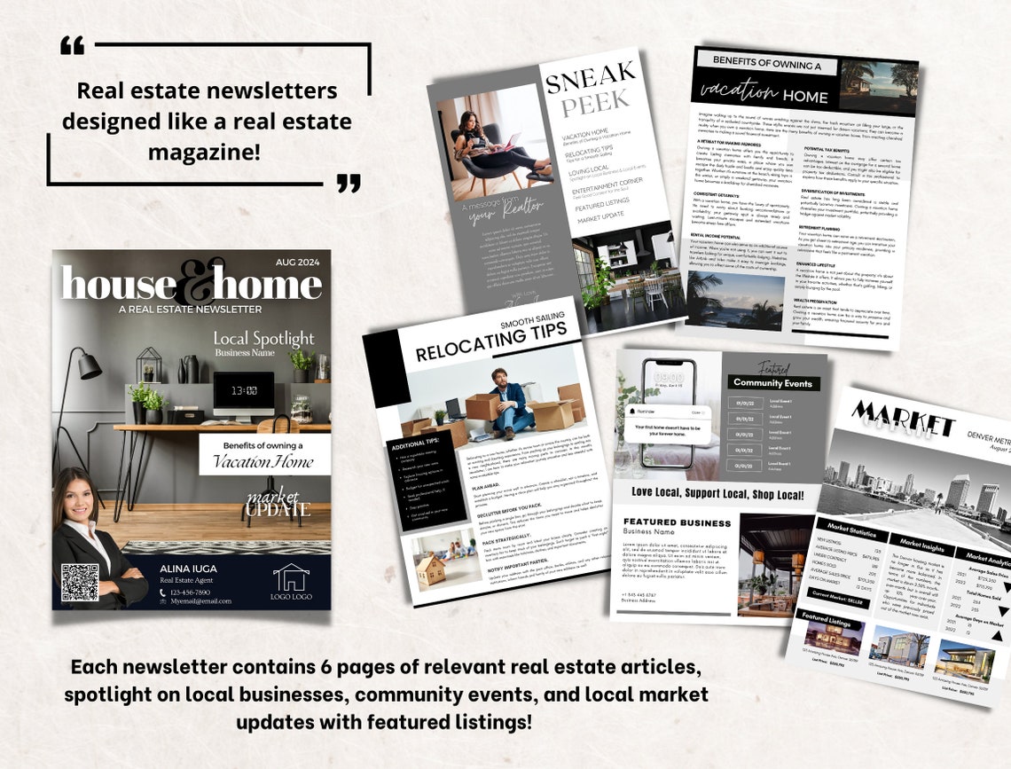 REAL ESTATE NEWSLETTER Bundle, Real Estate Farming, Newsletter Template ...