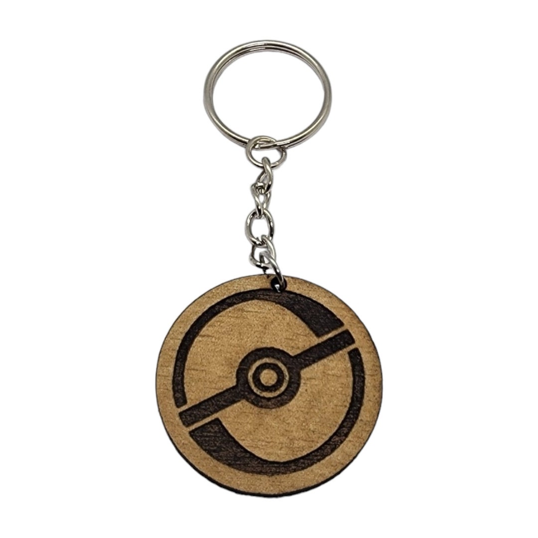 Pokeball Design Wood Painted/stained Key Chain Handmade Laser Cut ...