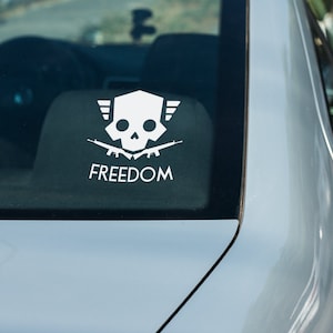 Helldivers 2 Freedom Skull Vinyl Decal for Laptop, Car, Window, Mirror ...