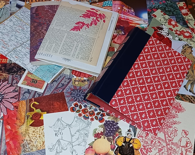 Shades of Red 50 Piece Junk Journal Kit Includes Vintage Book Cover ...
