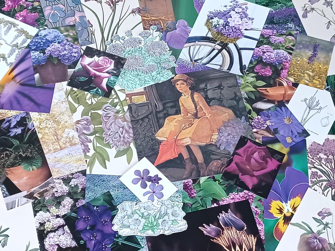 Purple Flowers Ephemera Pack; 35 + Pieces of Floral Ephemera for Junk ...