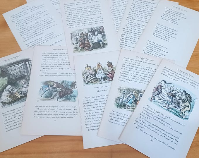 Vintage Alice "through the Looking Glass" Book Pages; 12 Full Pages ...