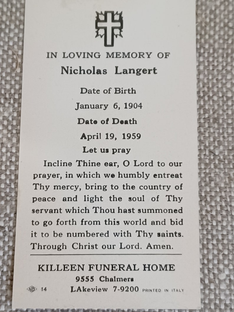 Vintage Funeral Card Ephemera Pack, Collection of 6 Different Memorial ...