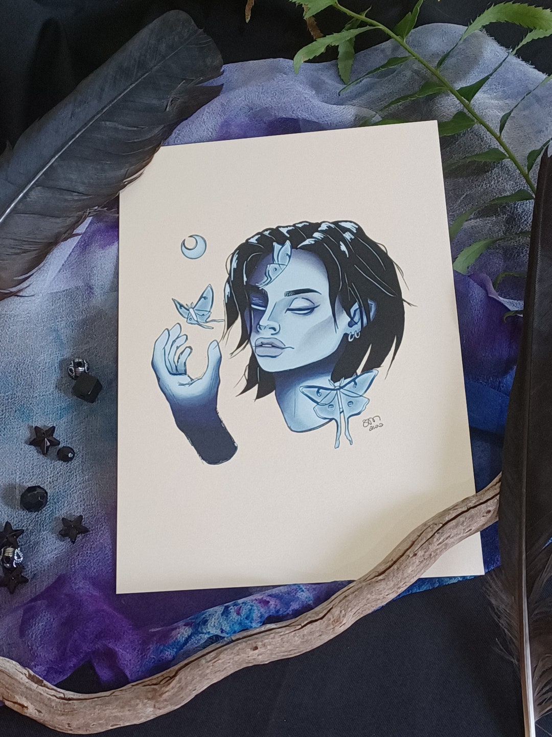 Witch Moon Magic Art Print the Witch Luna Original Artwork 5 X7 or 8 X ...