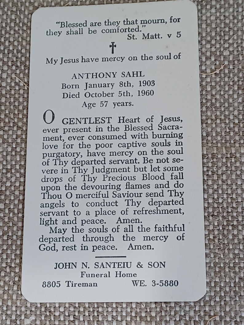 Vintage Funeral Card Ephemera Pack, Collection of 6 Different Memorial ...