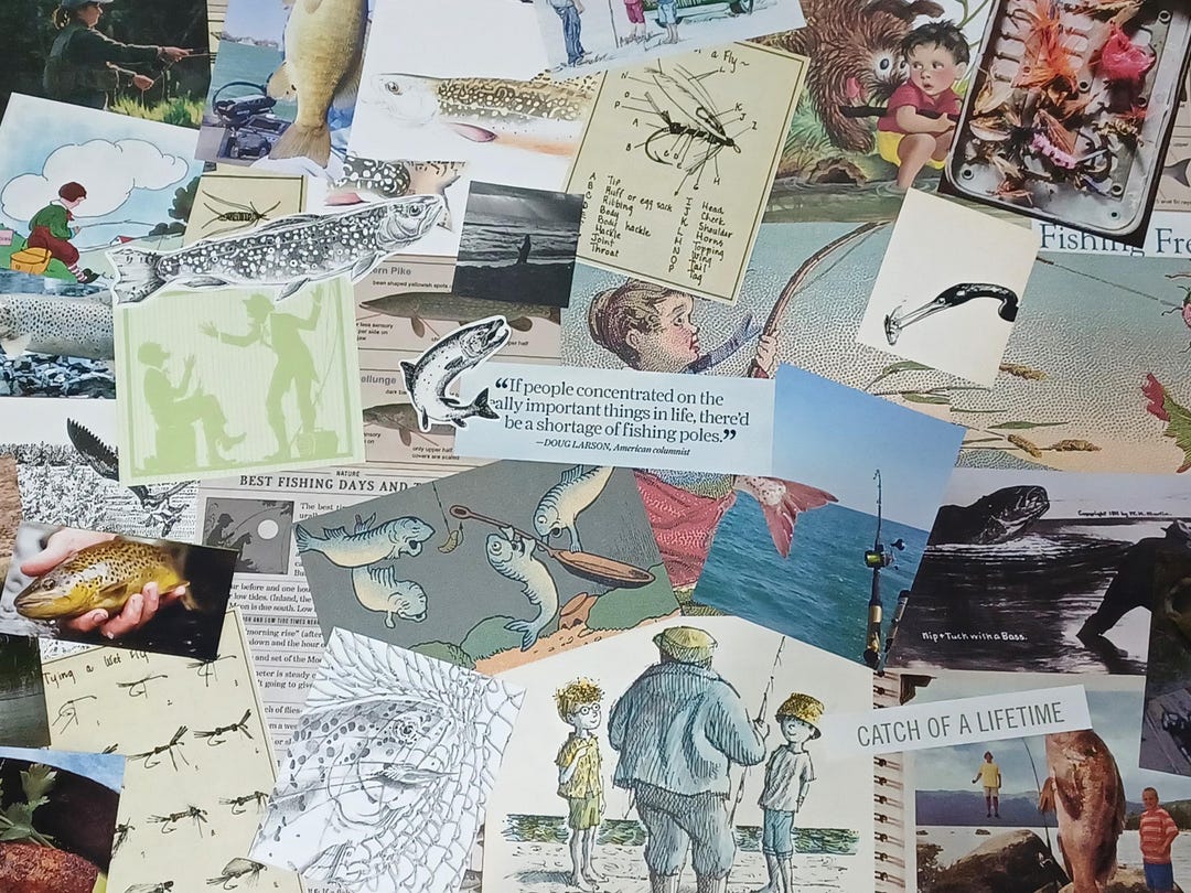 Fishing Ephemera Pack; 35+ Pieces of "gone Fishin'" Paper Ephemera for ...