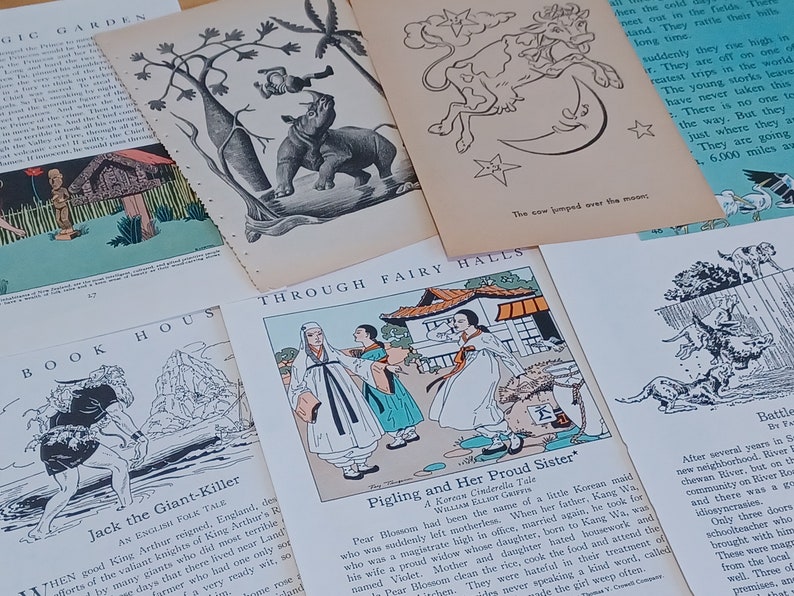 Vintage Illustrated Children's Book Pages Bundle of 25 Full Pages From ...