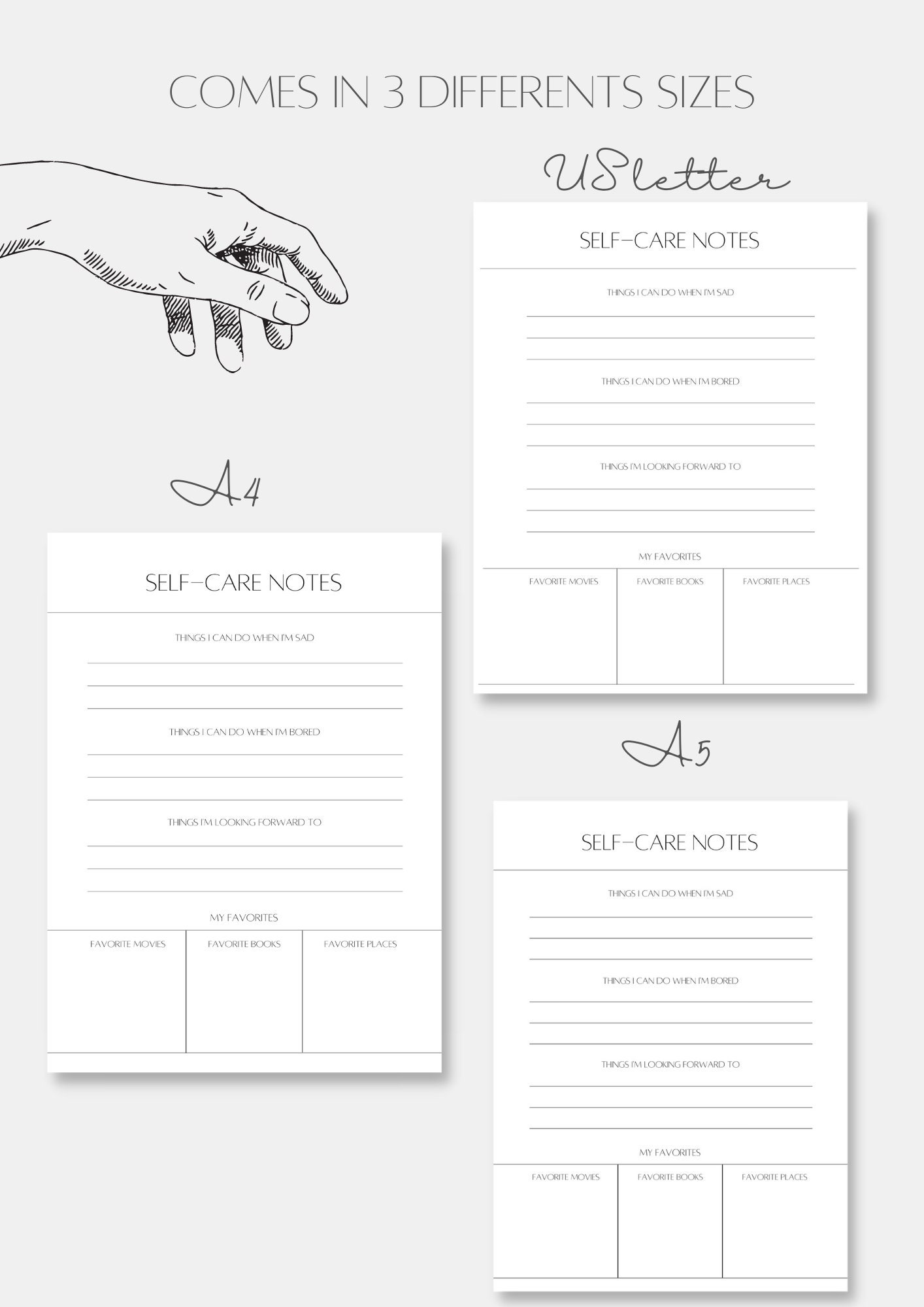 Printable and Editable Self-care Notes - Etsy