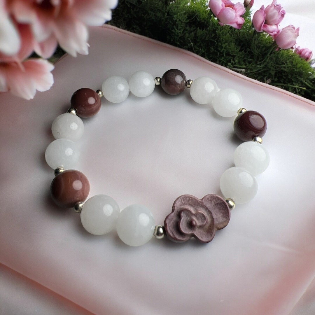 Alashan Flower With White Jade and Alashan Beads - Etsy