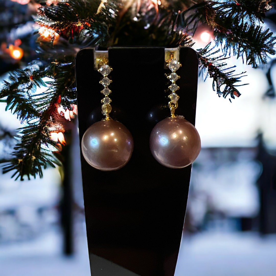 11.7mm Purple Edison Freshwater Pearls on Gp Sterling Silver Post ...