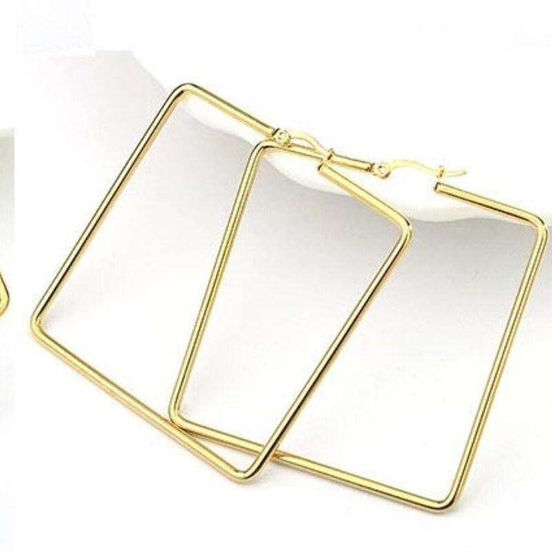 Square Gold Earrings - Etsy