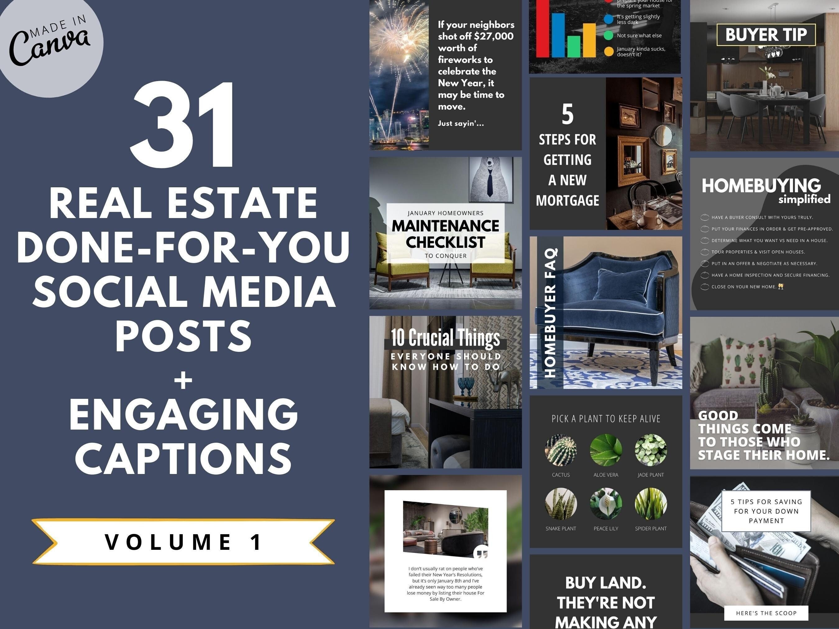 Real Estate Social Media Posts AND Captions | Winter Real Estate Agent ...