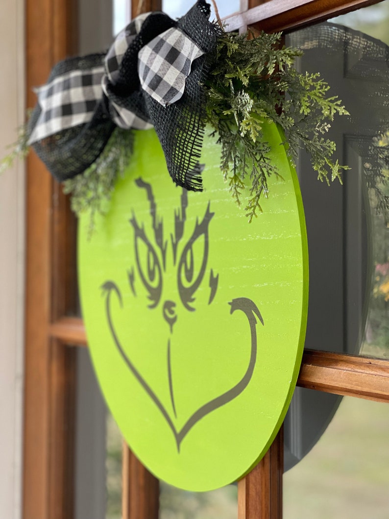 Grinch Door Hanger Grinch Door Decor Christmas Door Decor - Etsy