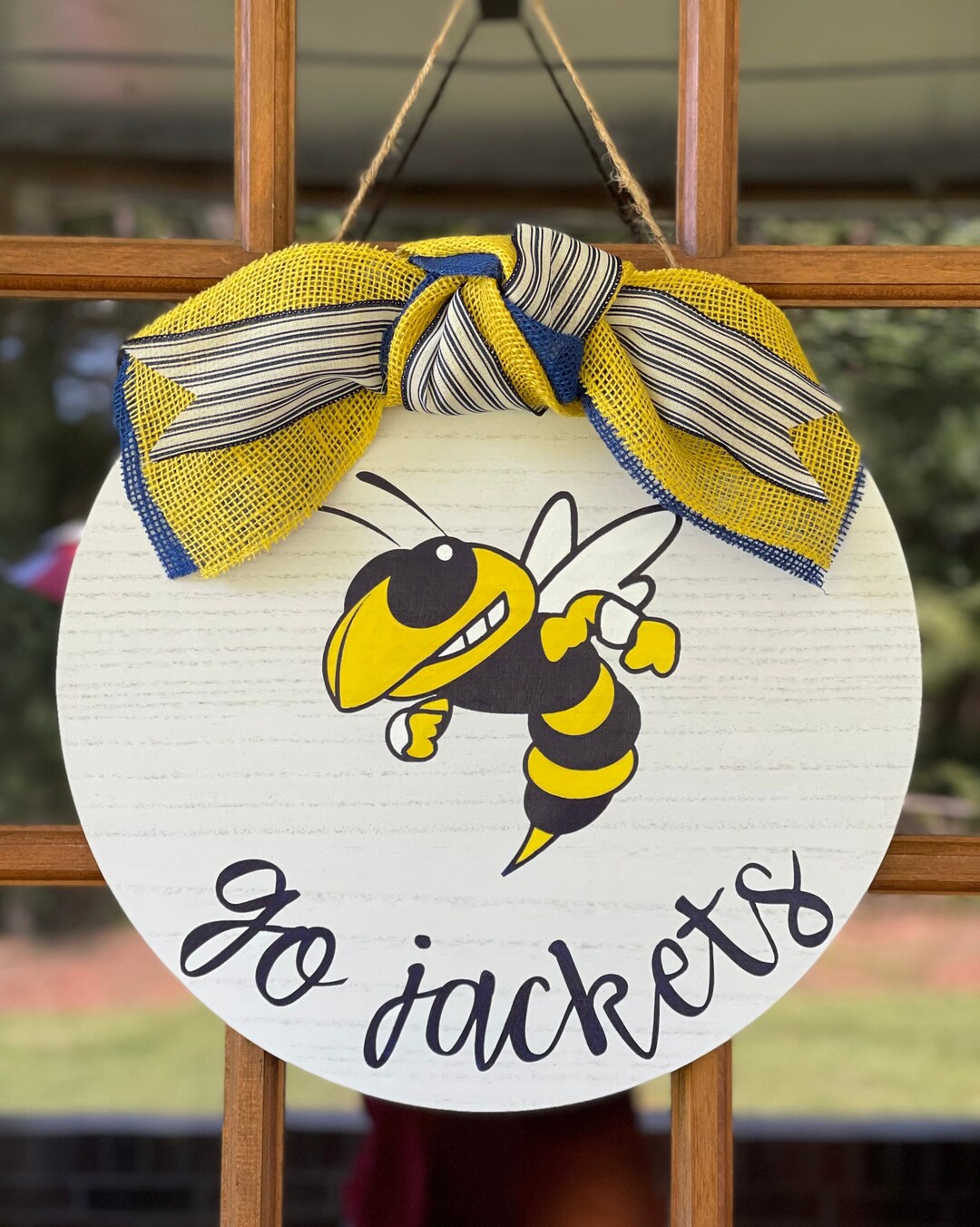 Yellow Jacket Door Hanger, Front Door Decor, Go Jackets, Football Decor ...