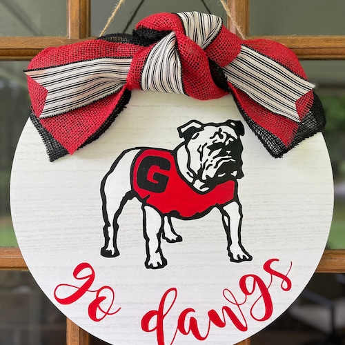 Go Dawgs Round Door Hanger - Etsy