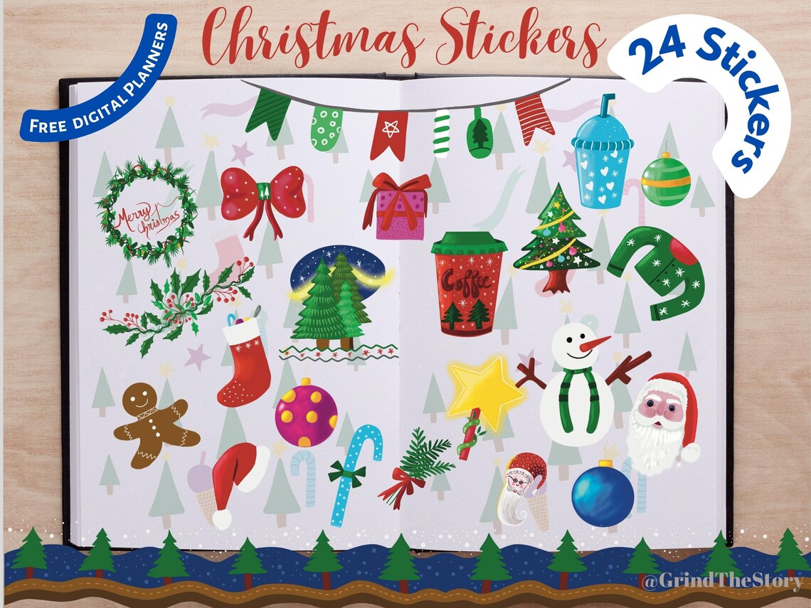 Christmas Digital Stickers, Christmas PNG, Goodnotes Planner, Digital ...