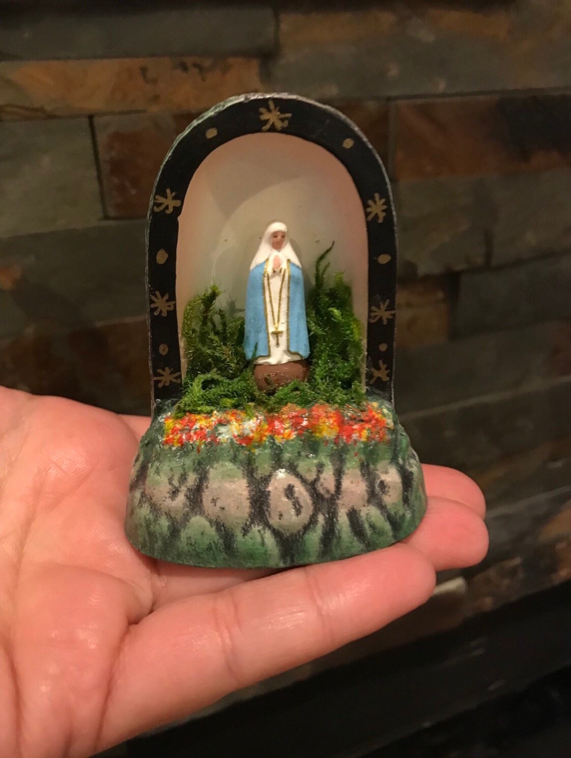 Miniature Mary Madonna in a Grotto Figuring Statue - Etsy