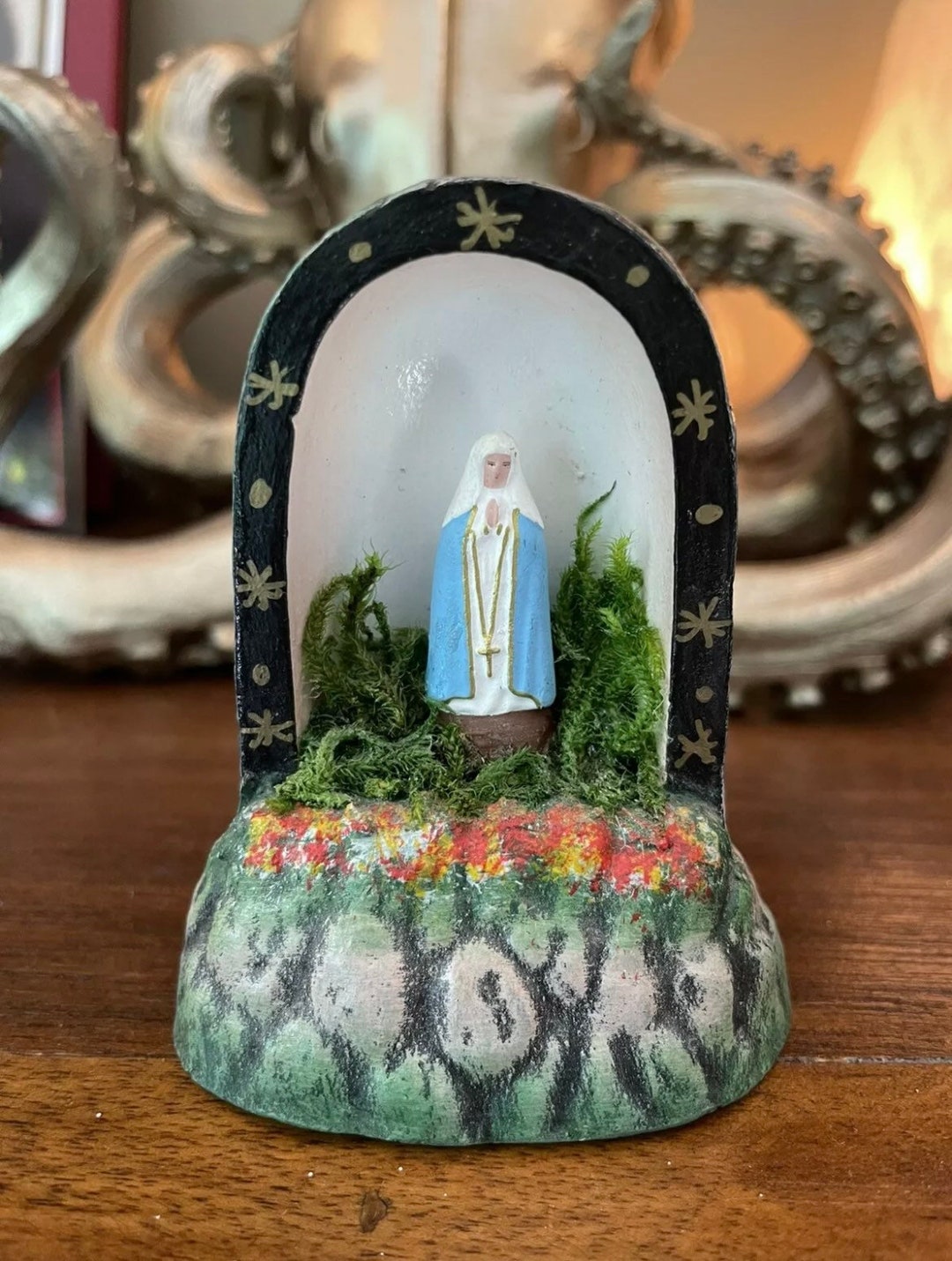 Miniature Mary Madonna in a Grotto Figuring Statue - Etsy