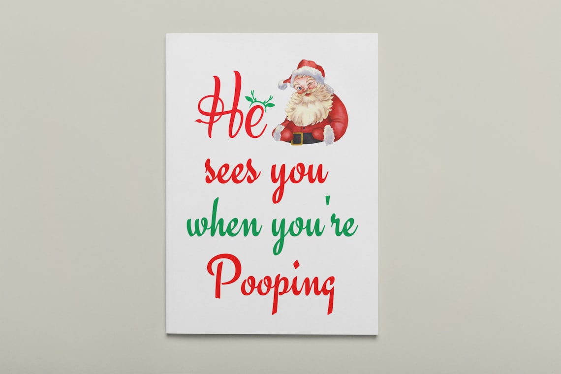 He Sees You When Your Pooping Funny Santa Bathroom Sign - Etsy