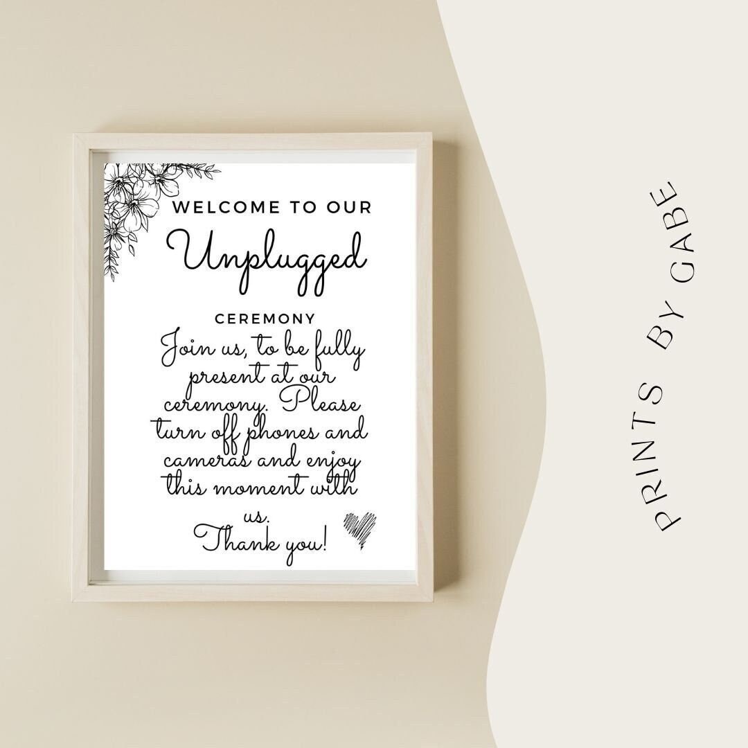 Unplugged Ceremony Poster Wedding Sign Unplugged Wedding - Etsy