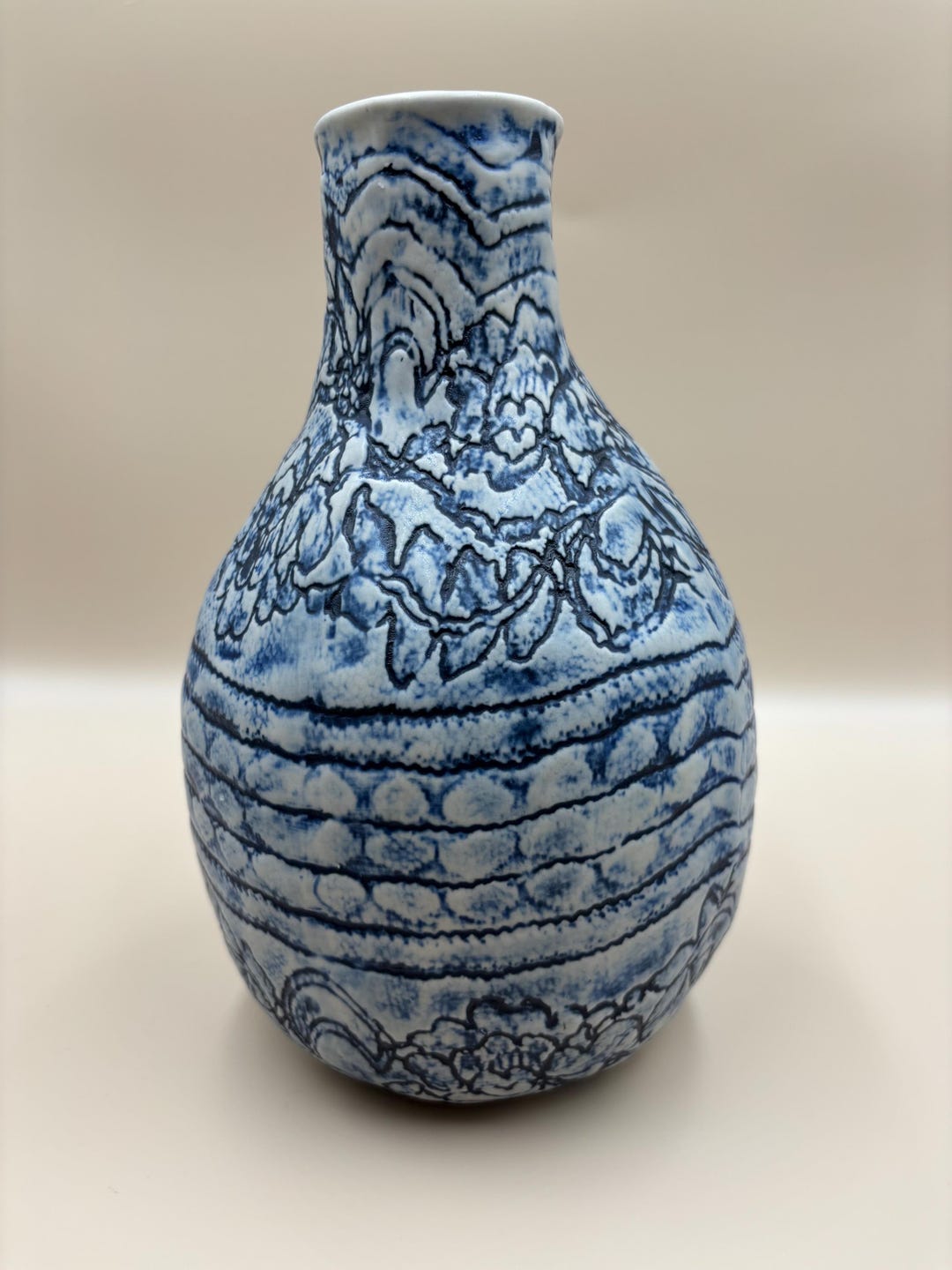 Vintage Blue Gray Pottery Vase - Etsy