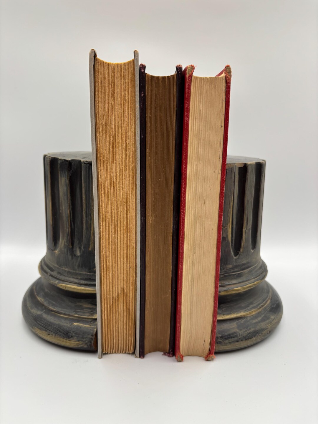 Vintage Greco-roman Style Column Bookends With Faux Bronze Finish - Etsy