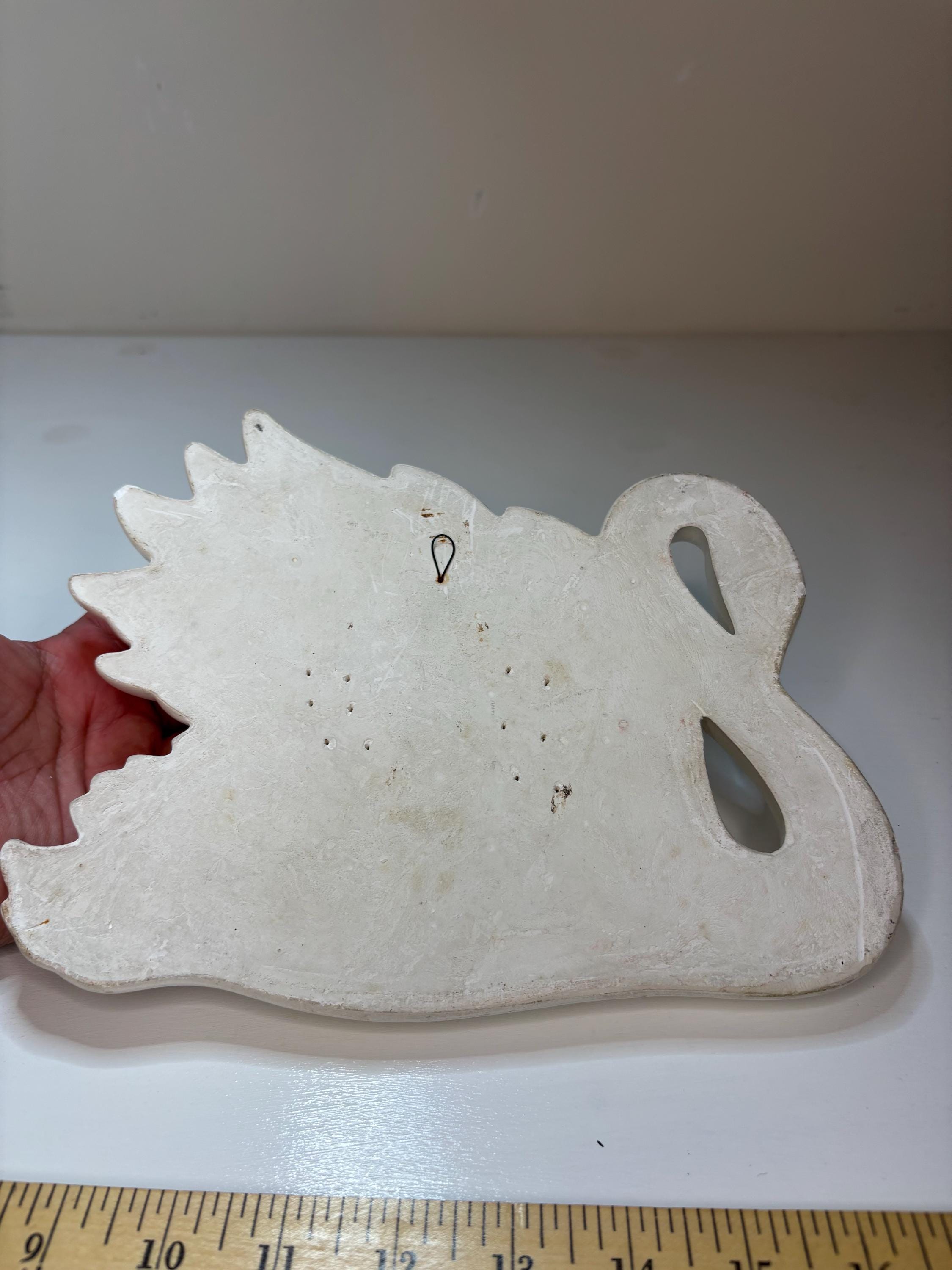 MCM White Swan Chalkware Wall Hanging - Etsy
