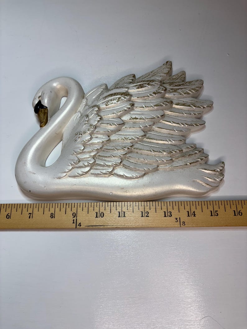 MCM White Swan Chalkware Wall Hanging - Etsy