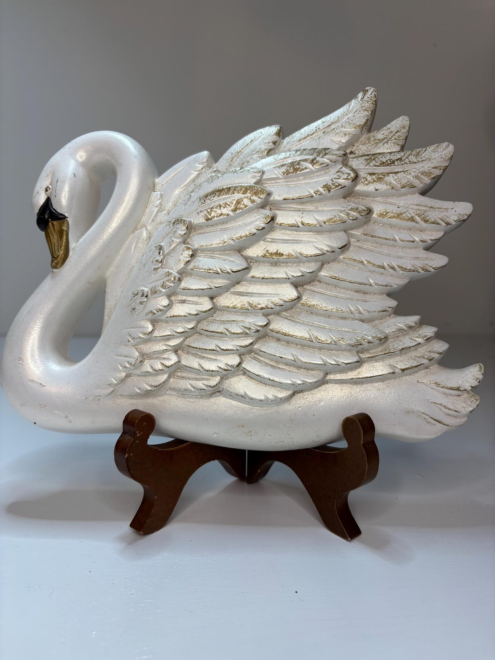 MCM White Swan Chalkware Wall Hanging - Etsy