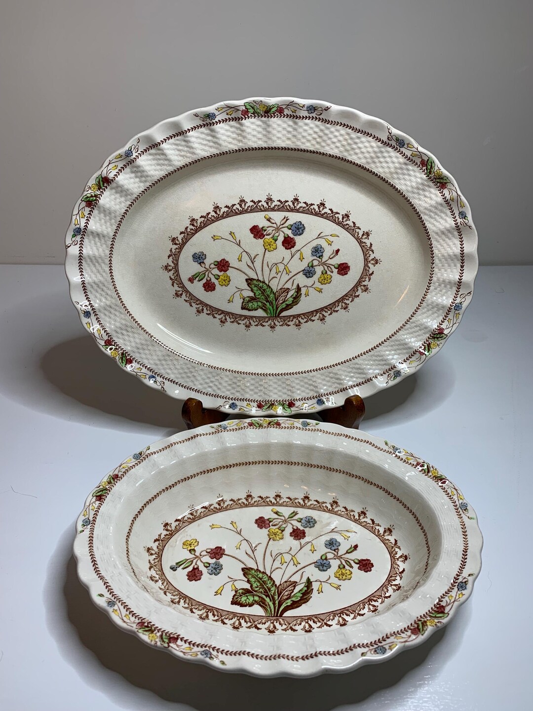 Spode Cowslip 13" Serving Platter and 10" Vegetable Bowl - Etsy