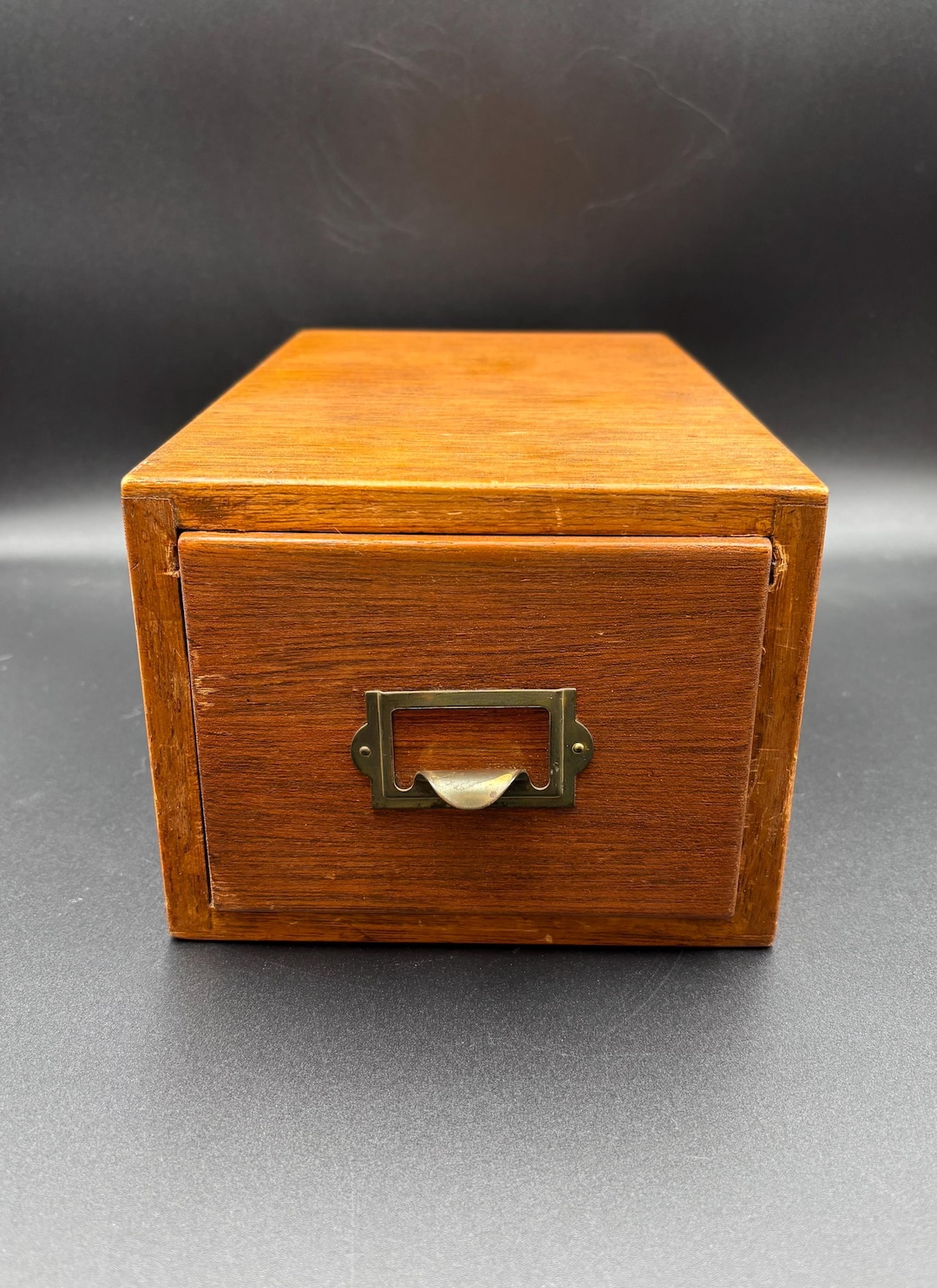 Vintage Wooden Card Catalog Drawer | Small Library File Drawer With ...