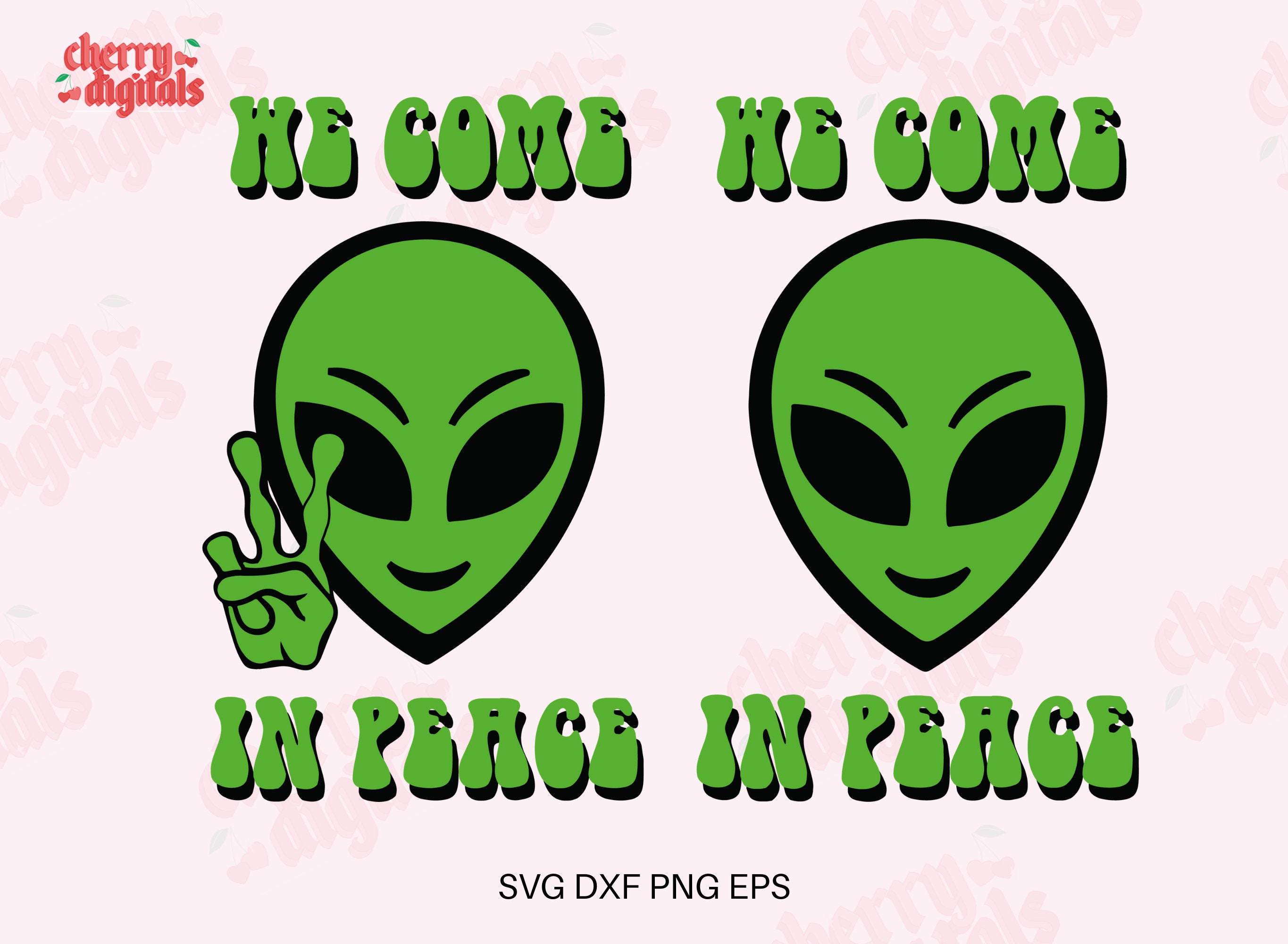 We Come in Peace Svg Alien Svg Peace Sign Svg Funky Svg | Etsy