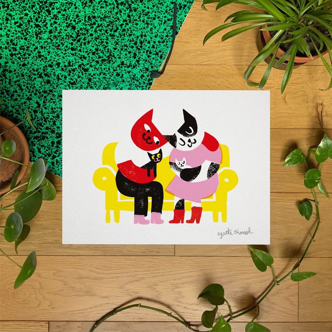 Illustrated Poster CHATS 18 X 24 Cm - Etsy