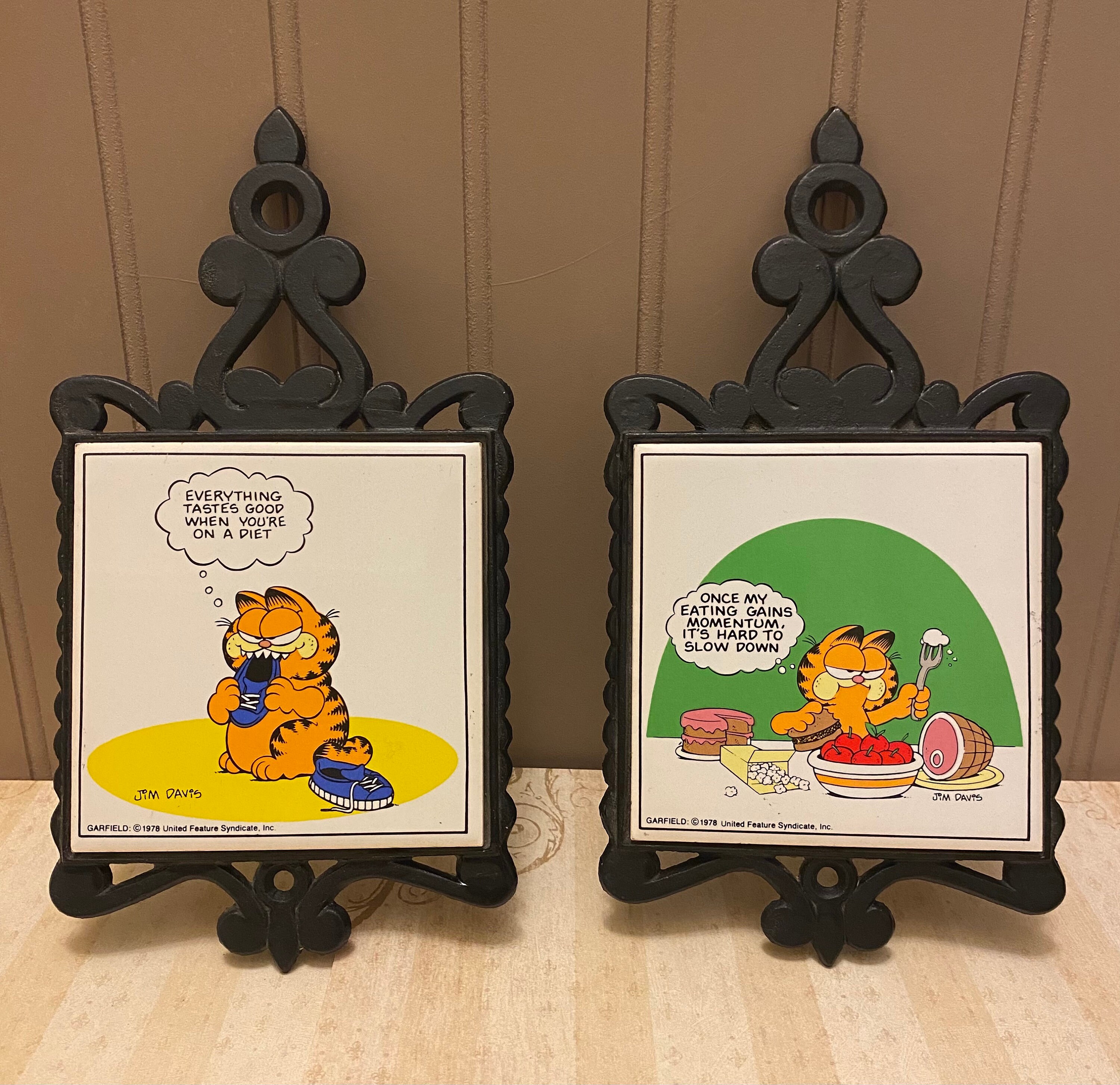 Two Piece Vintage Garfield the Cat Cast Metal Trivets/wall Decor - Etsy