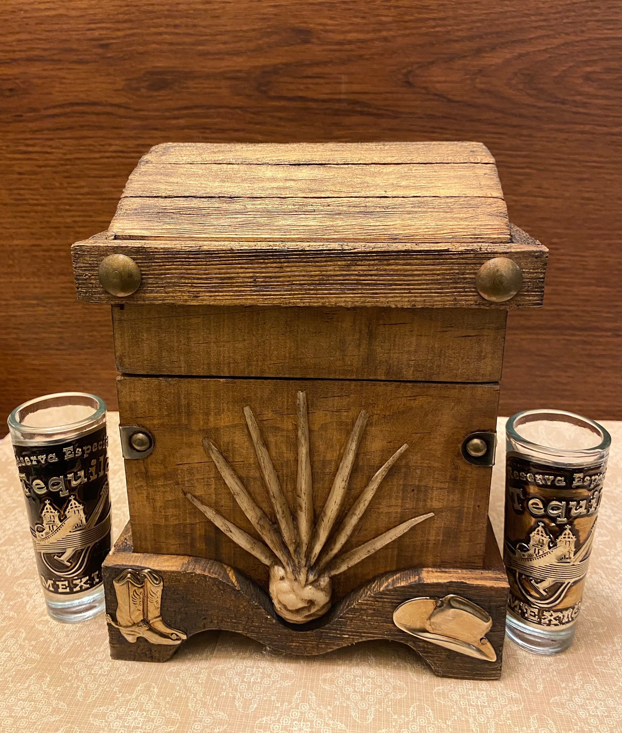 Rustic Handcrafted Wooden Tequila Box Set - Etsy