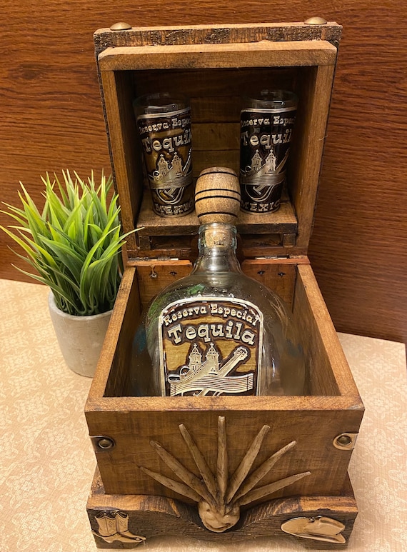 Rustic Handcrafted Wooden Tequila Box Set - Etsy