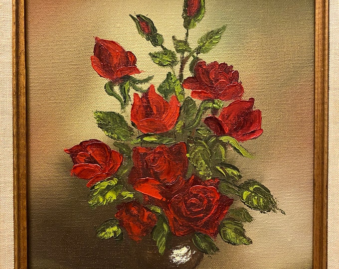 Original Framed Red Rose Oil Painting - Etsy Canada
